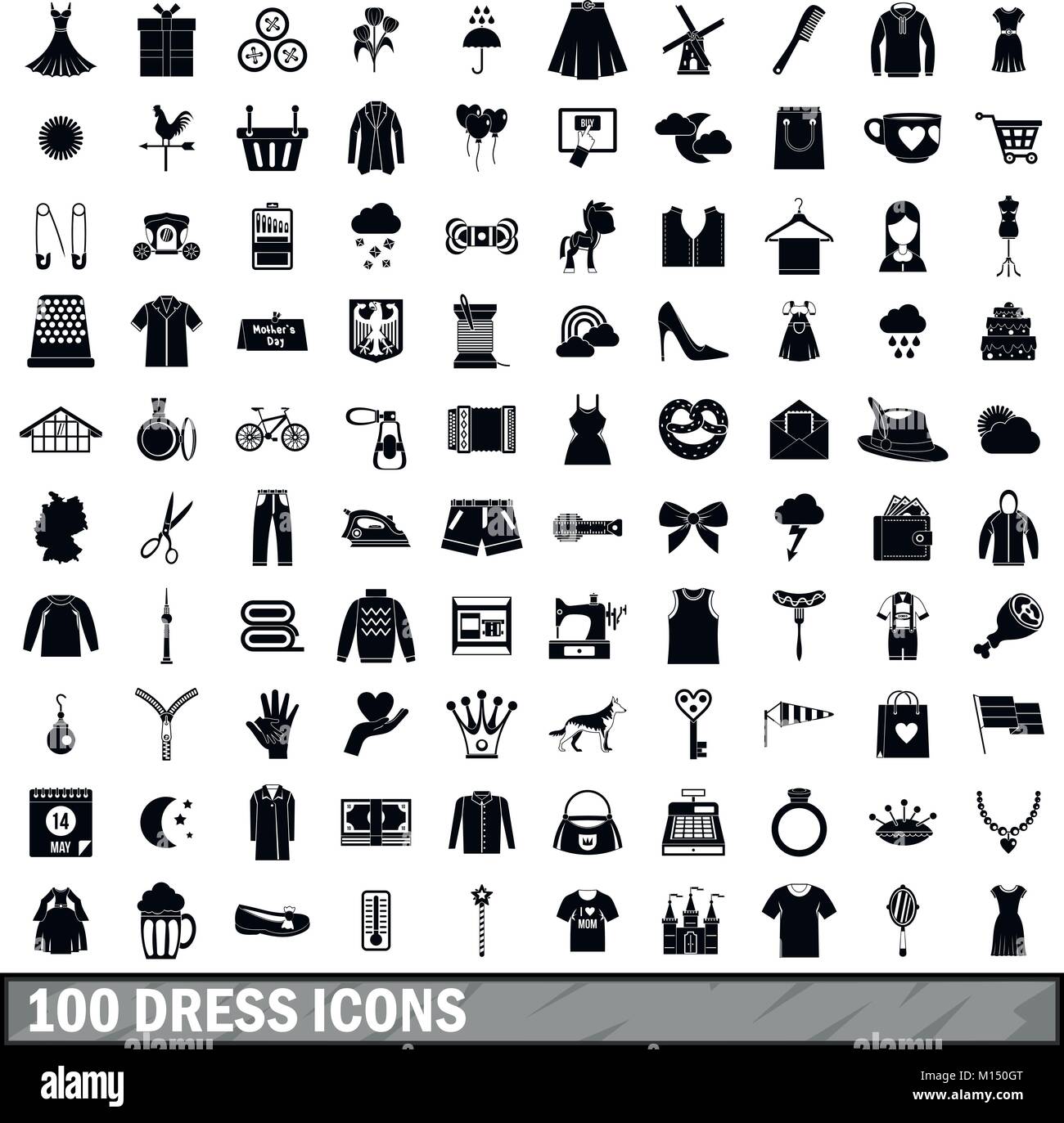 100 dress icons set, simple style Stock Vector Image & Art - Alamy