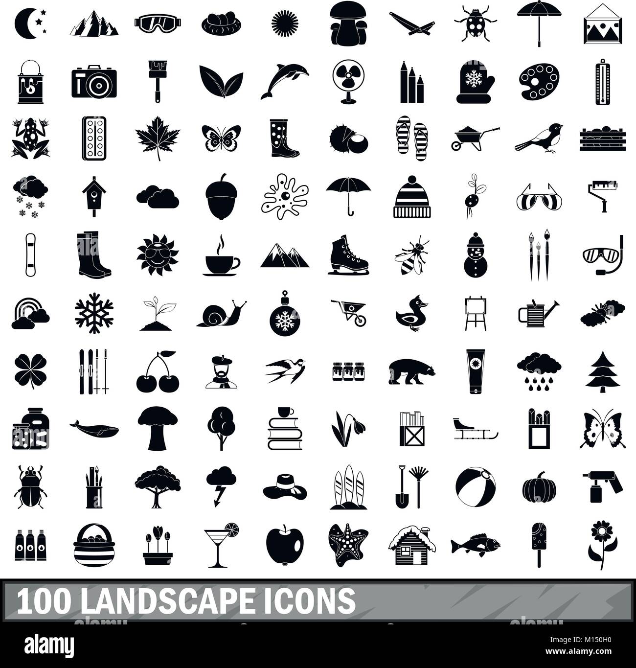 100 landscape icons set, simple style Stock Vector Image & Art - Alamy