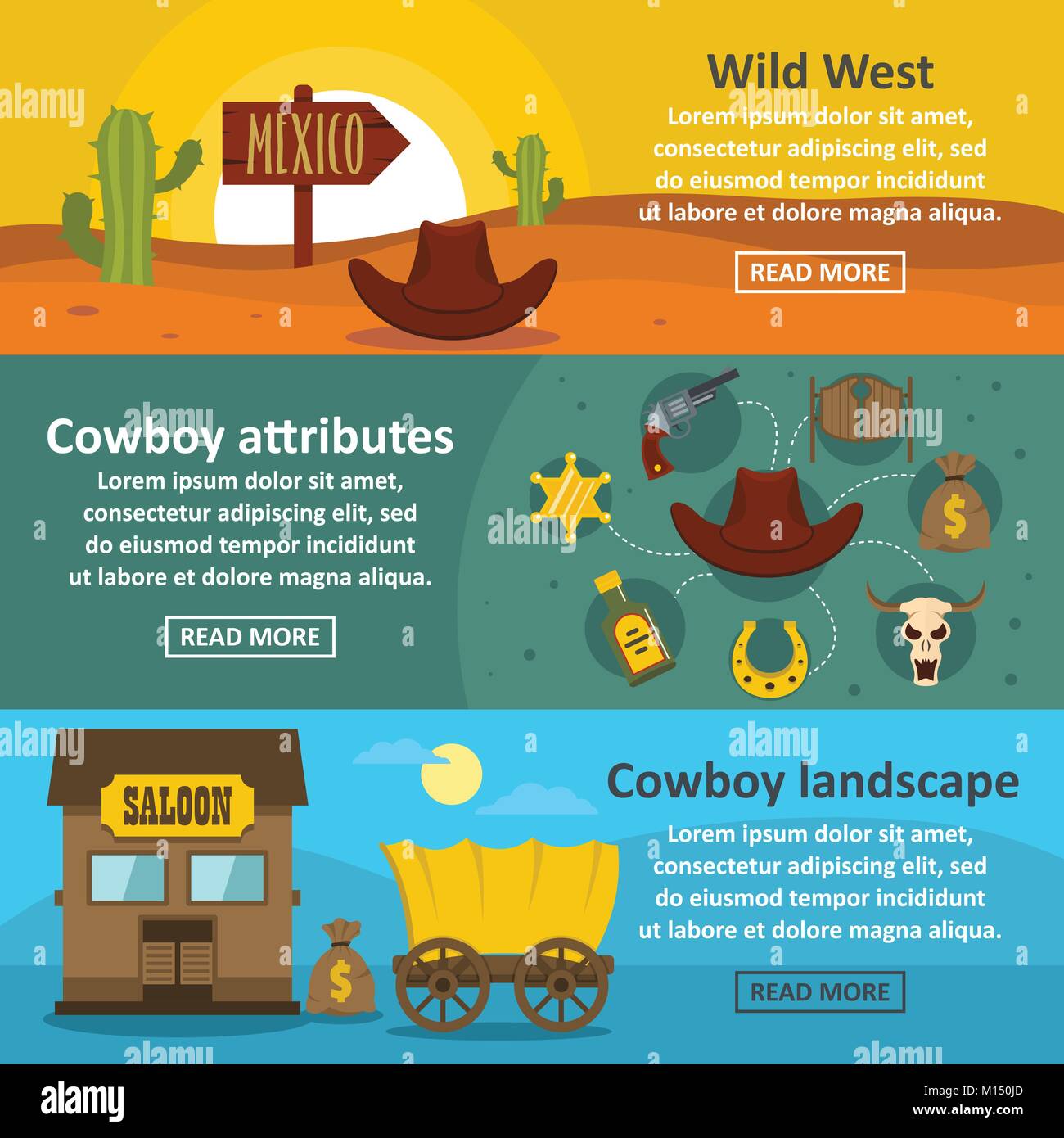 Cowboy horizontal Stock Vector Images - Alamy