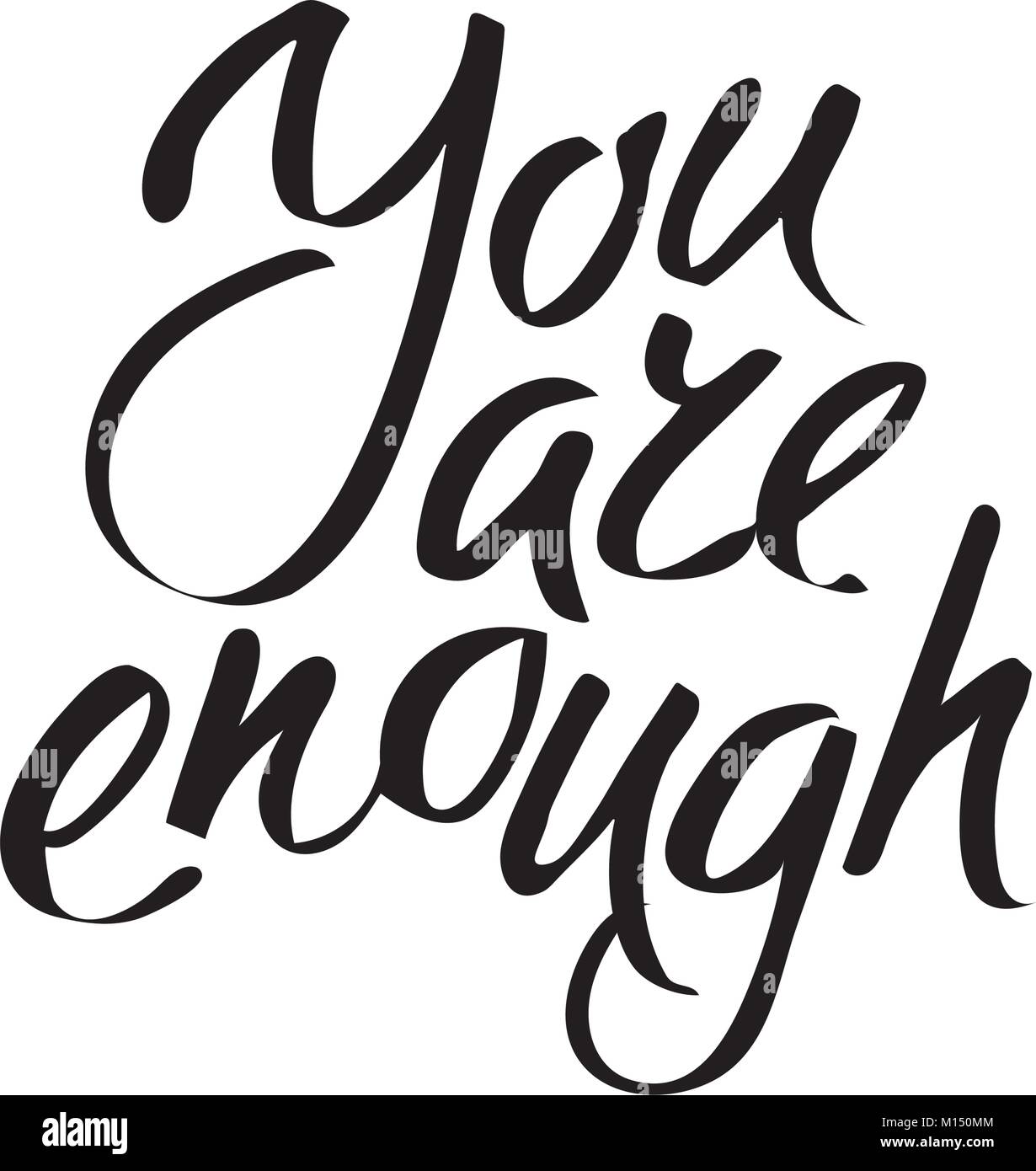 You are enough. I heart you. Valentines day calligraphy glitter card ...