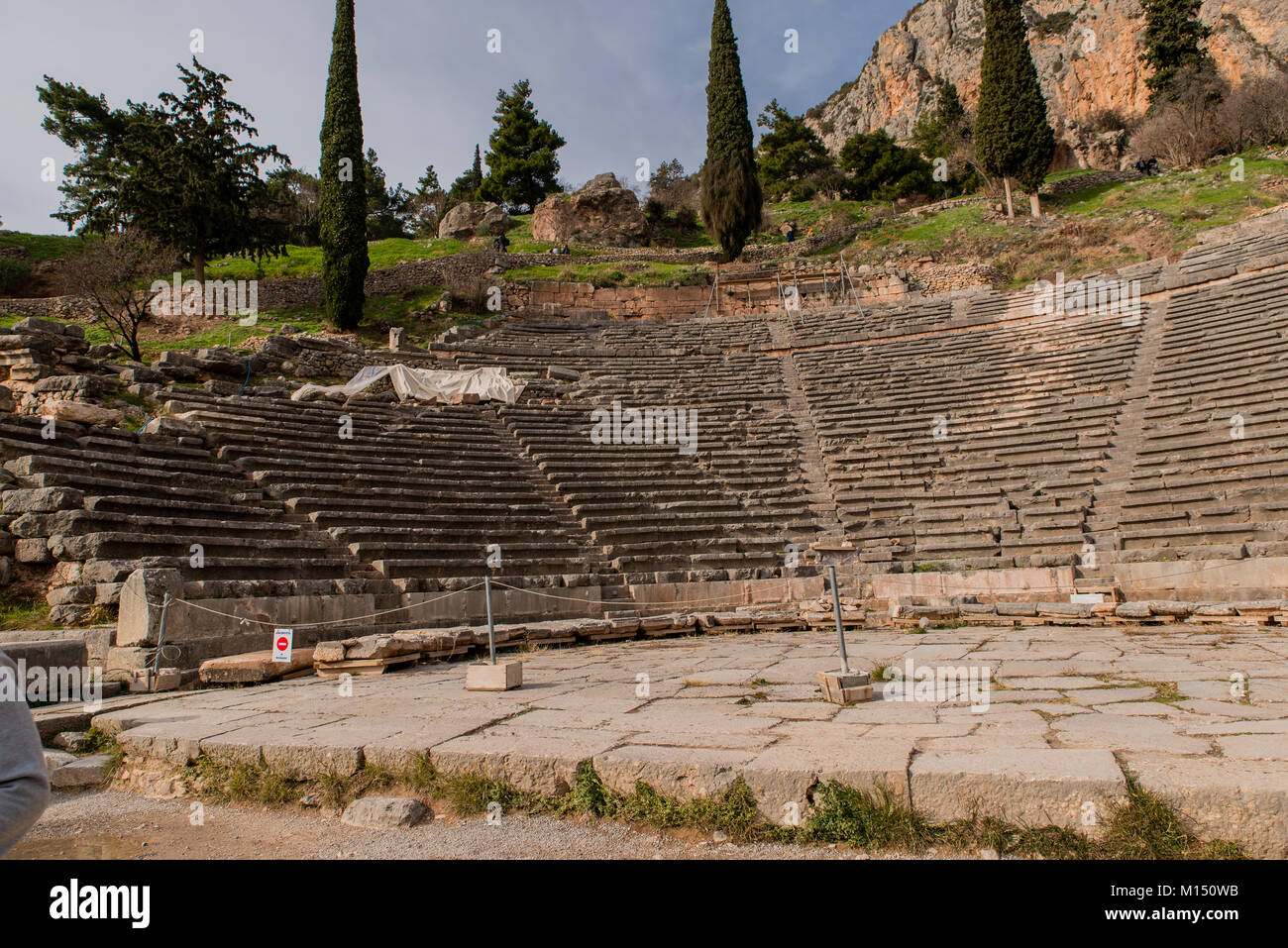Ancient theatre in Delphi, an archaeological site in Greece, at the ...