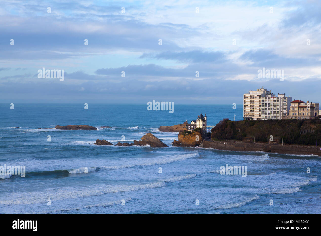 Winter in Biarritz, with a wild Atlantic Ocean lashing the coast Stock ...