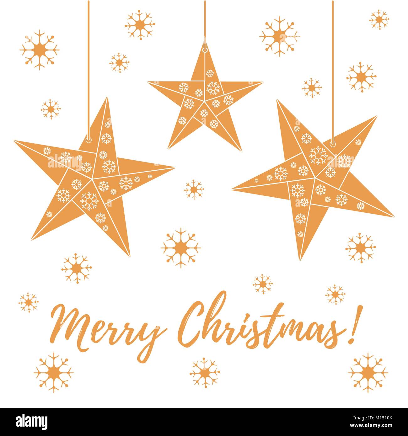 Vector illustration with snowflakes and three stars origami folded and ...