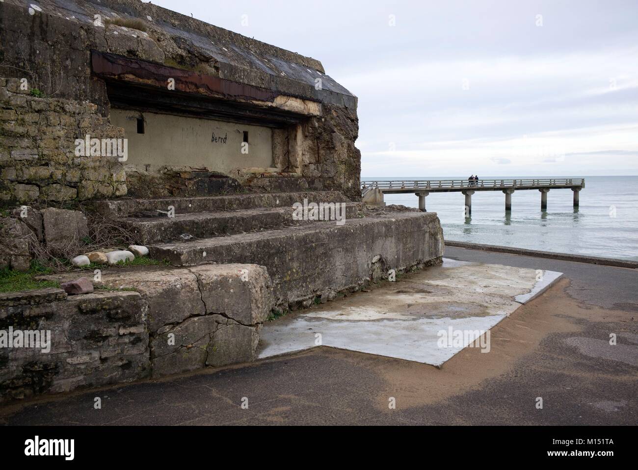 France, Calvados, Vierville sur Mer, blockhouse housing a German ...