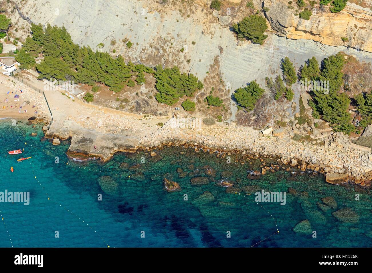 France, Bouches du Rhone, Cassis, Grande Mer beach, Promenade des ...