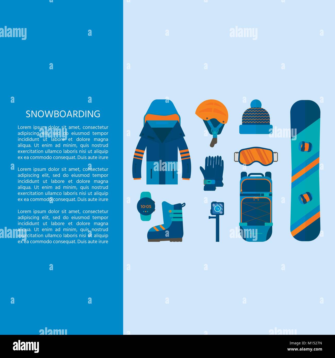 Winter sport icons collection. Skiing and snowboarding set equipment ...