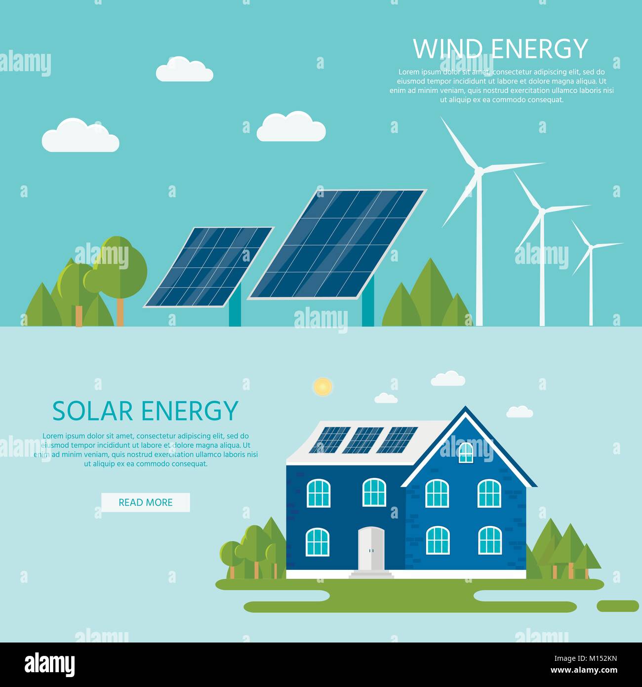 Green modern house with solar panels and wind turbine. Eco friendly ...