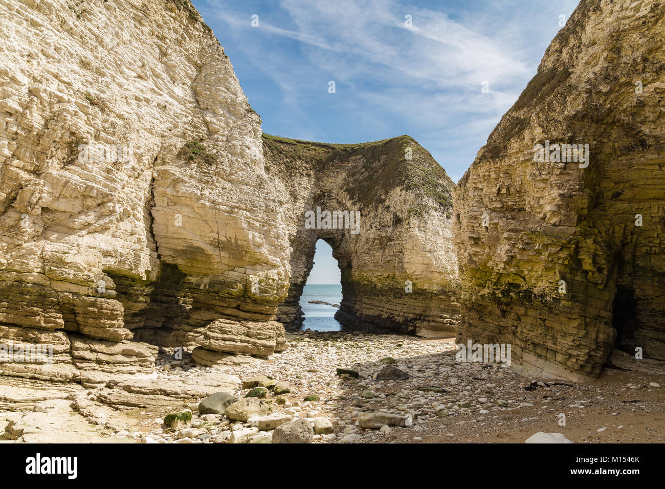 The cliffs of Selwicks Bay in Flamborough Head near Bridlington, East ...