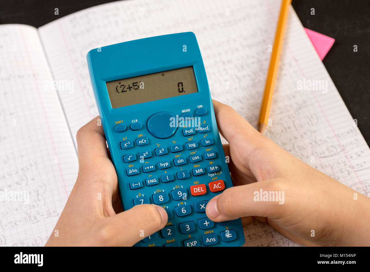Scientific Calculator in the Action Hands During Mathematical Lesson ...
