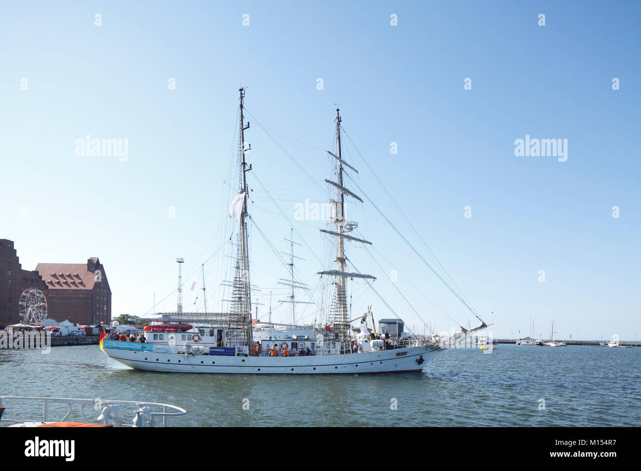 Sailing Ship Greif in the Stralsunder harbor, Stralsund, Mecklenburg ...