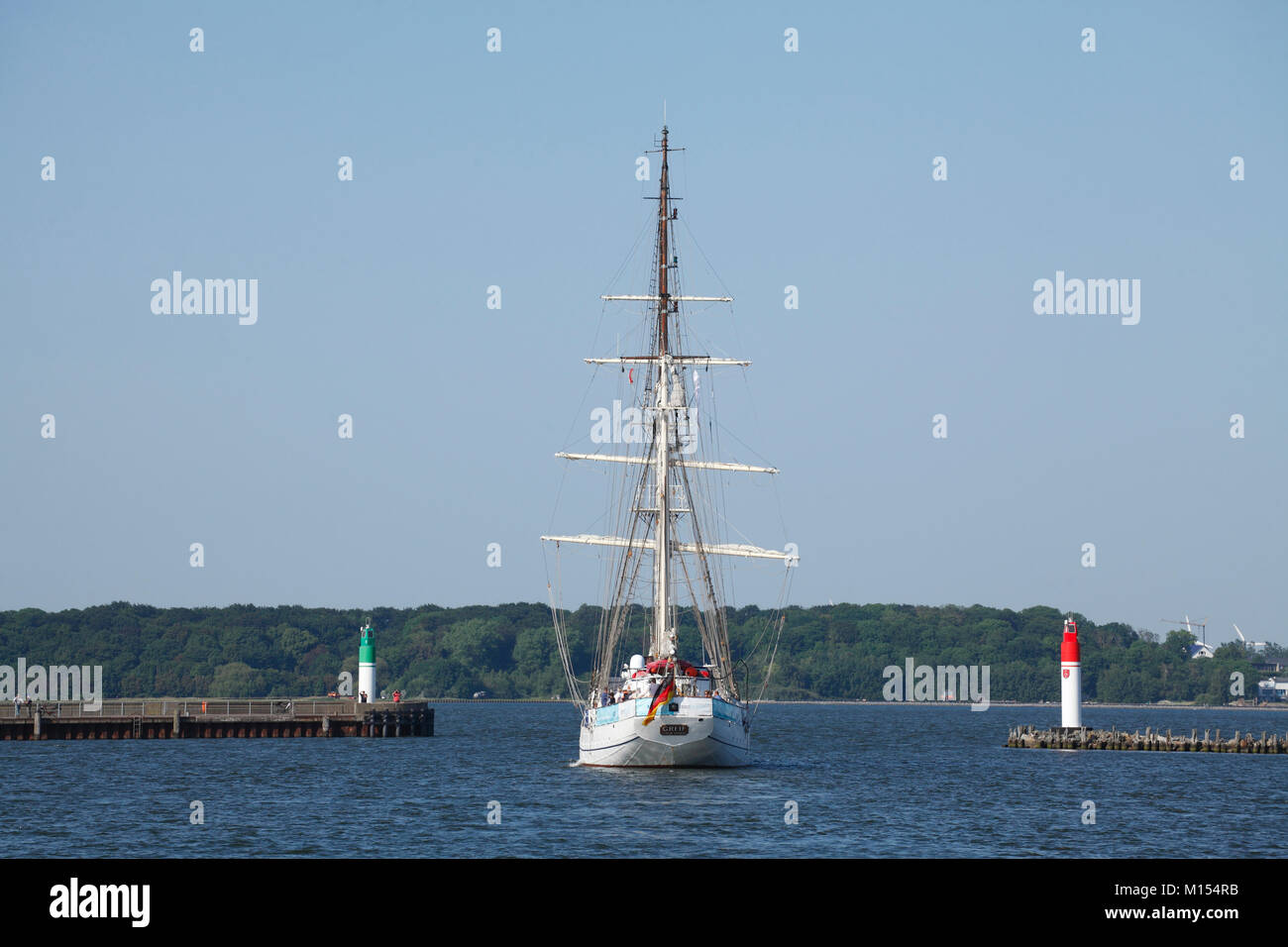 Sailing Ship Greif in the Stralsunder harbor, Stralsund, Mecklenburg ...
