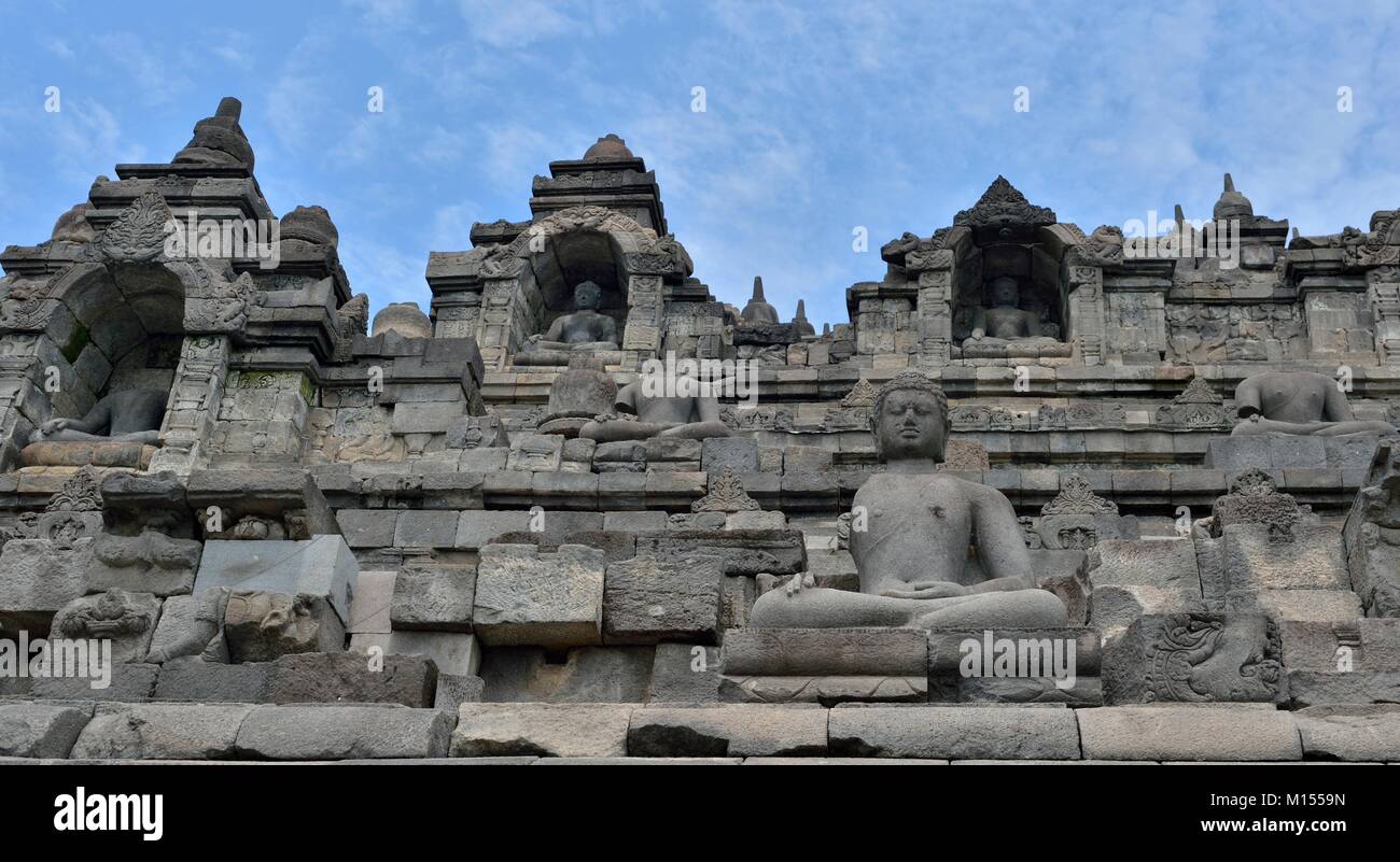 Borobudur Buddist Temple in island Java Indonesia. Detail of Buddhist ...