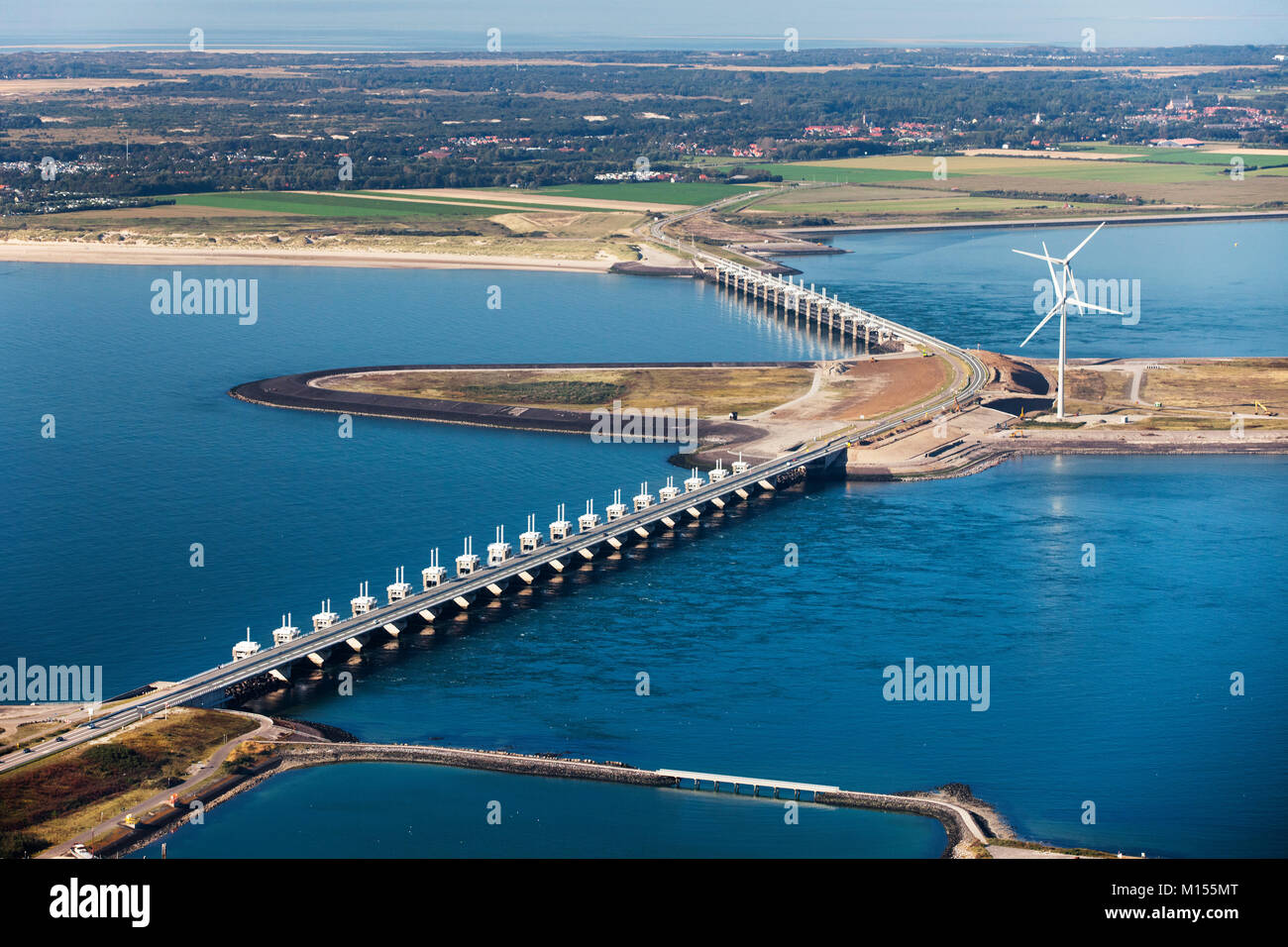 The Netherlands, Kamperland, Oosterschelde Flood Barrier. Part of the ...