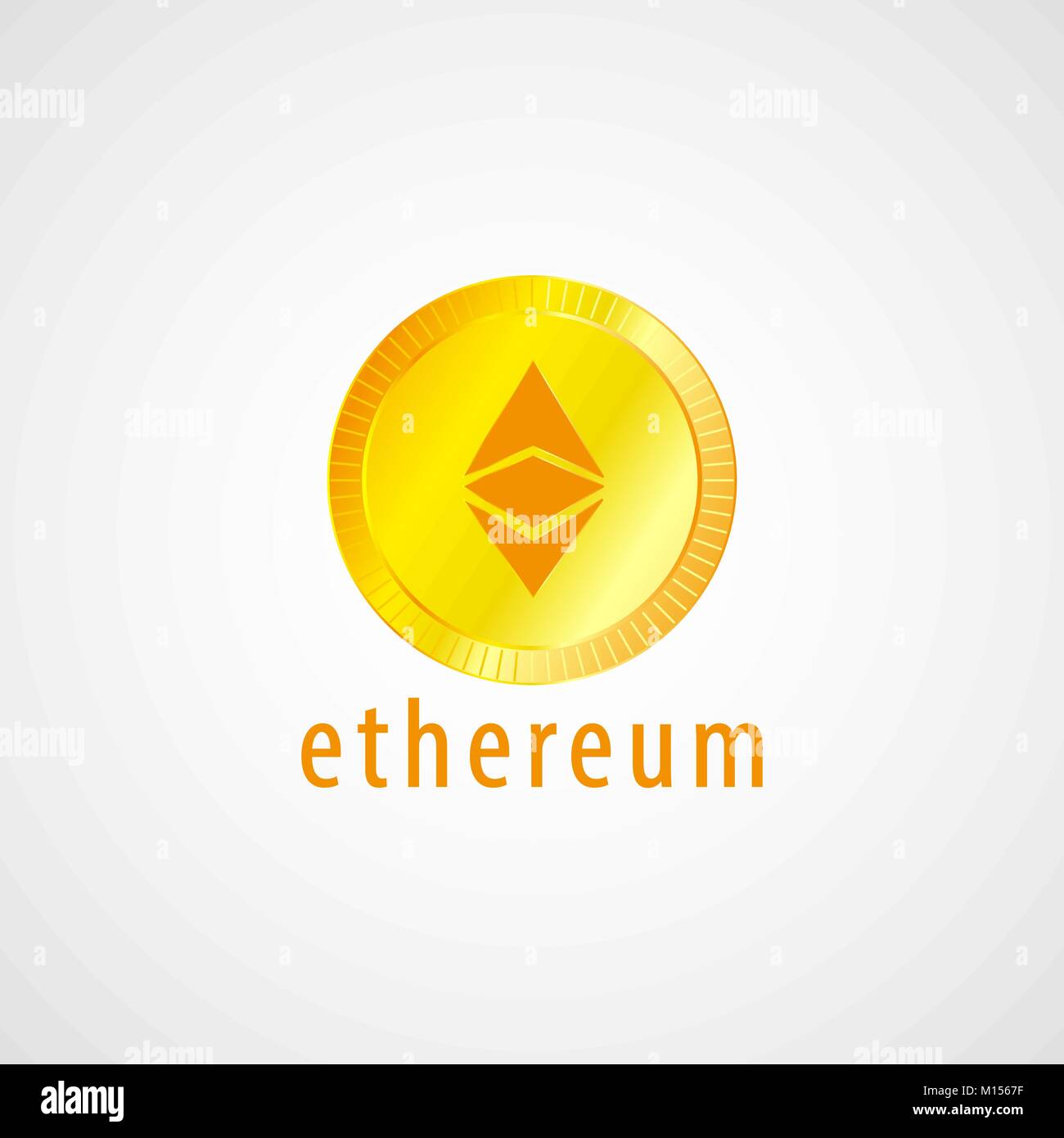 Golden coin with Ethereum sign. Money and finance symbol. Vector ...