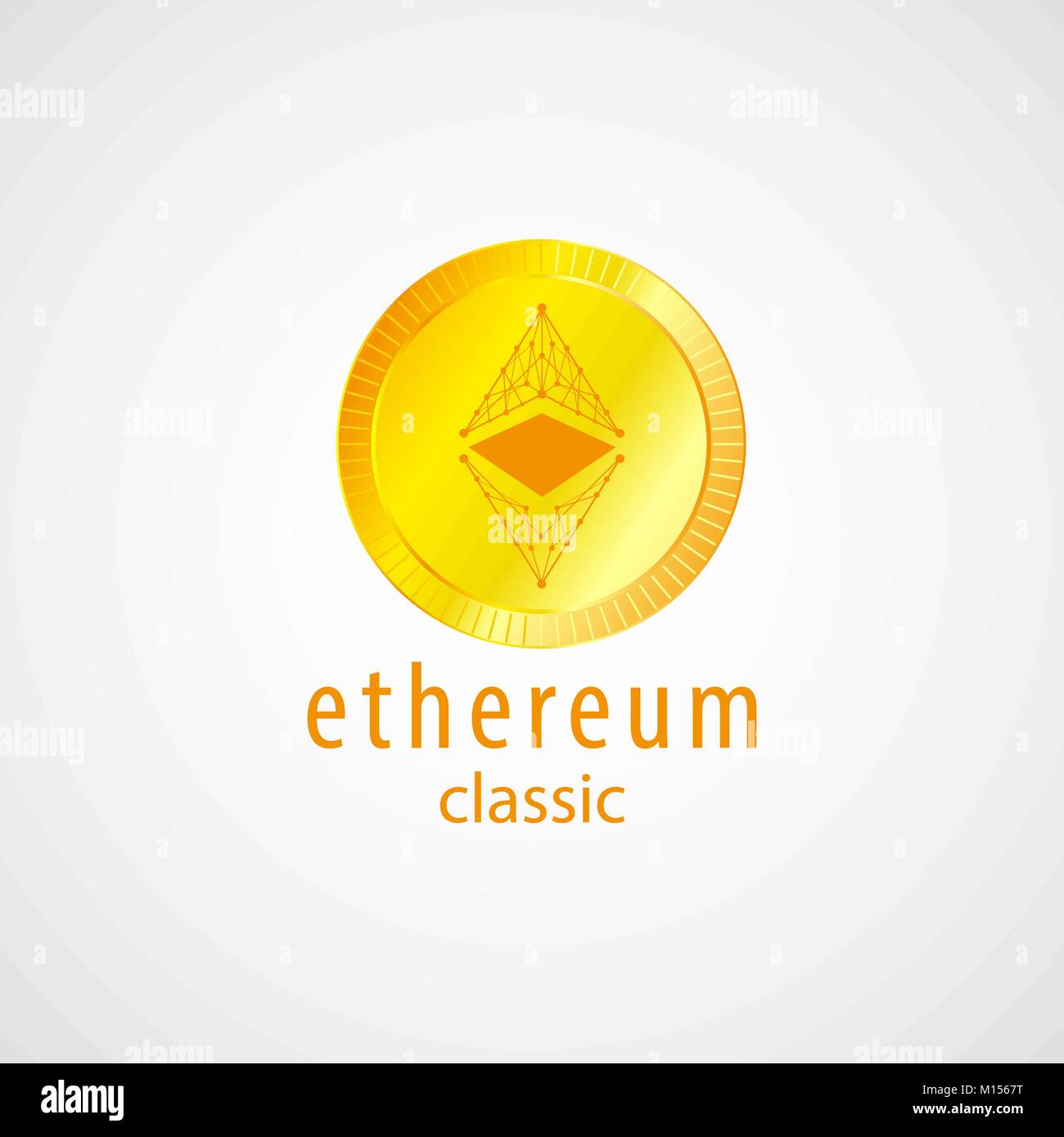 Golden coin with Ethereum Classic sign. Money and finance symbol ...
