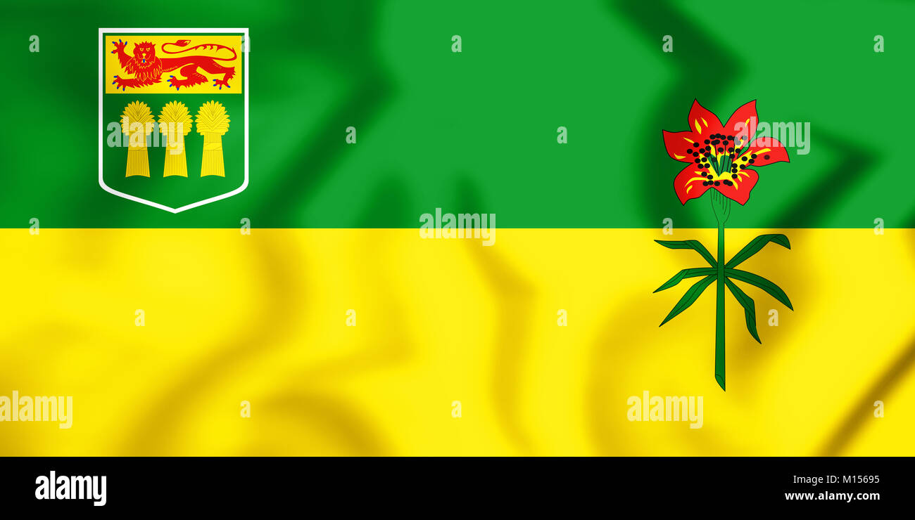 3D Flag of Saskatchewan Province, Canada. 3D Illustration Stock Photo ...