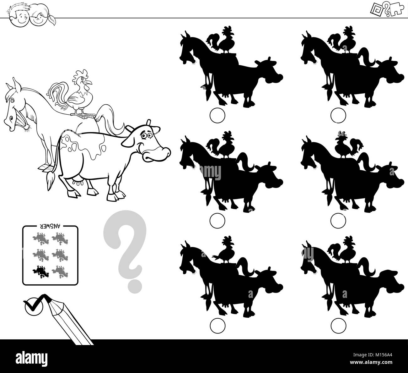 Black and White Cartoon Illustration of Finding the Shadow without ...