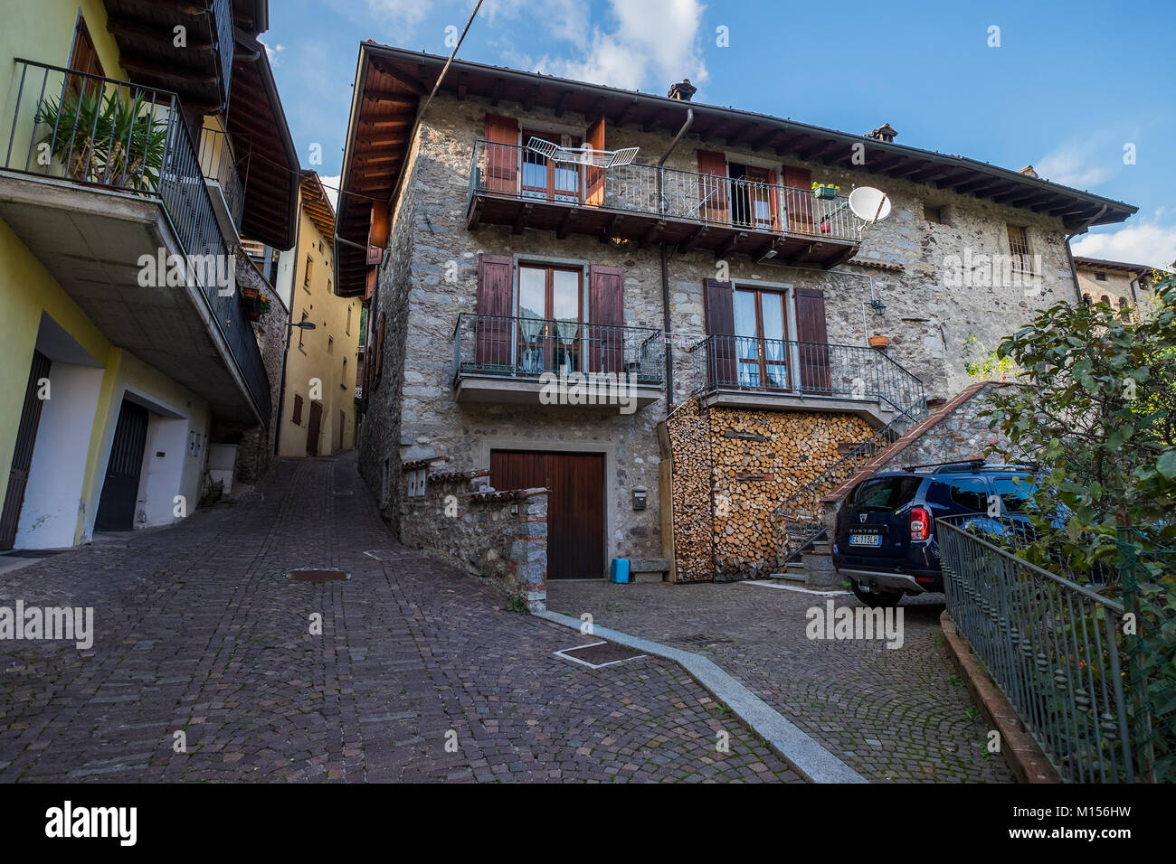 A view of the village of Lavenone, Italy. Lavenone is a town in the ...