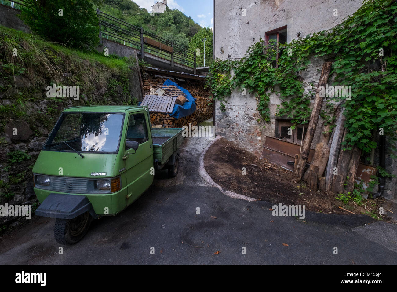 A view of the village of Lavenone, Italy. Lavenone is a town in the ...