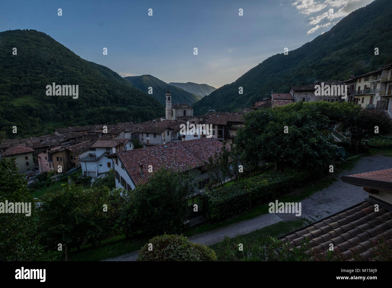 A view of the village of Lavenone, Italy. Lavenone is a town in the ...