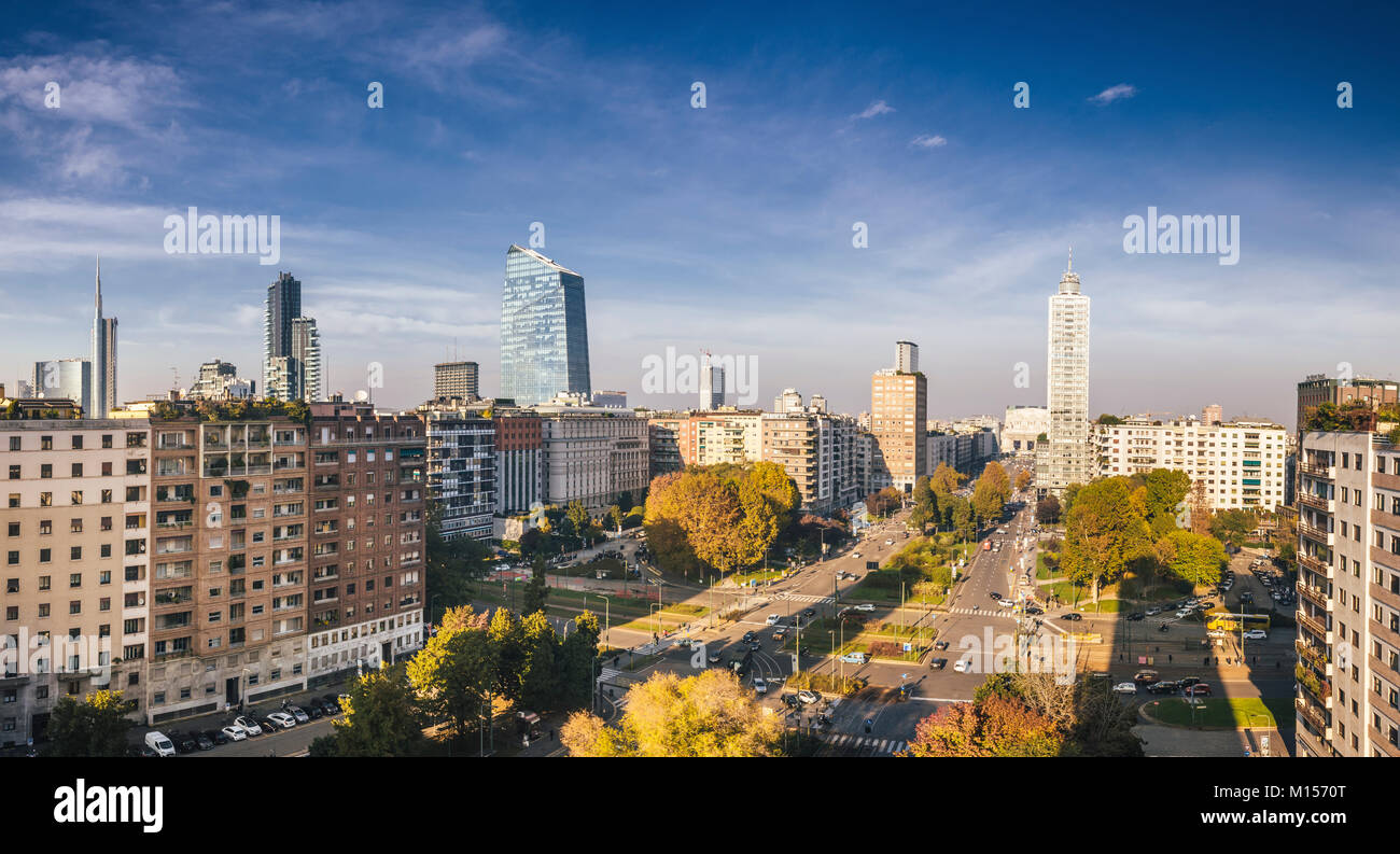 Milan skyline with modern skyscrapers in Porto Nuovo business district ...