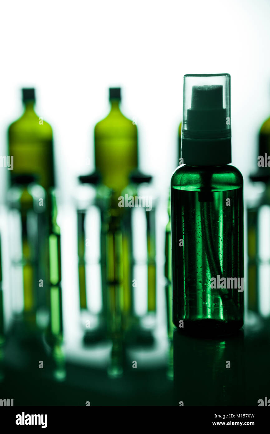 Group object of liquid medicinal agent in limpid glassware in medical ...