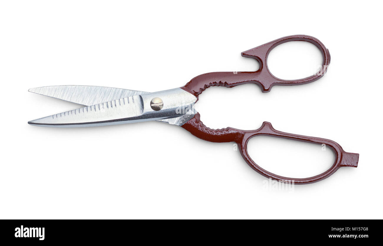 Open Metal Fabric Sicssors Isolated on White Stock Photo - Alamy