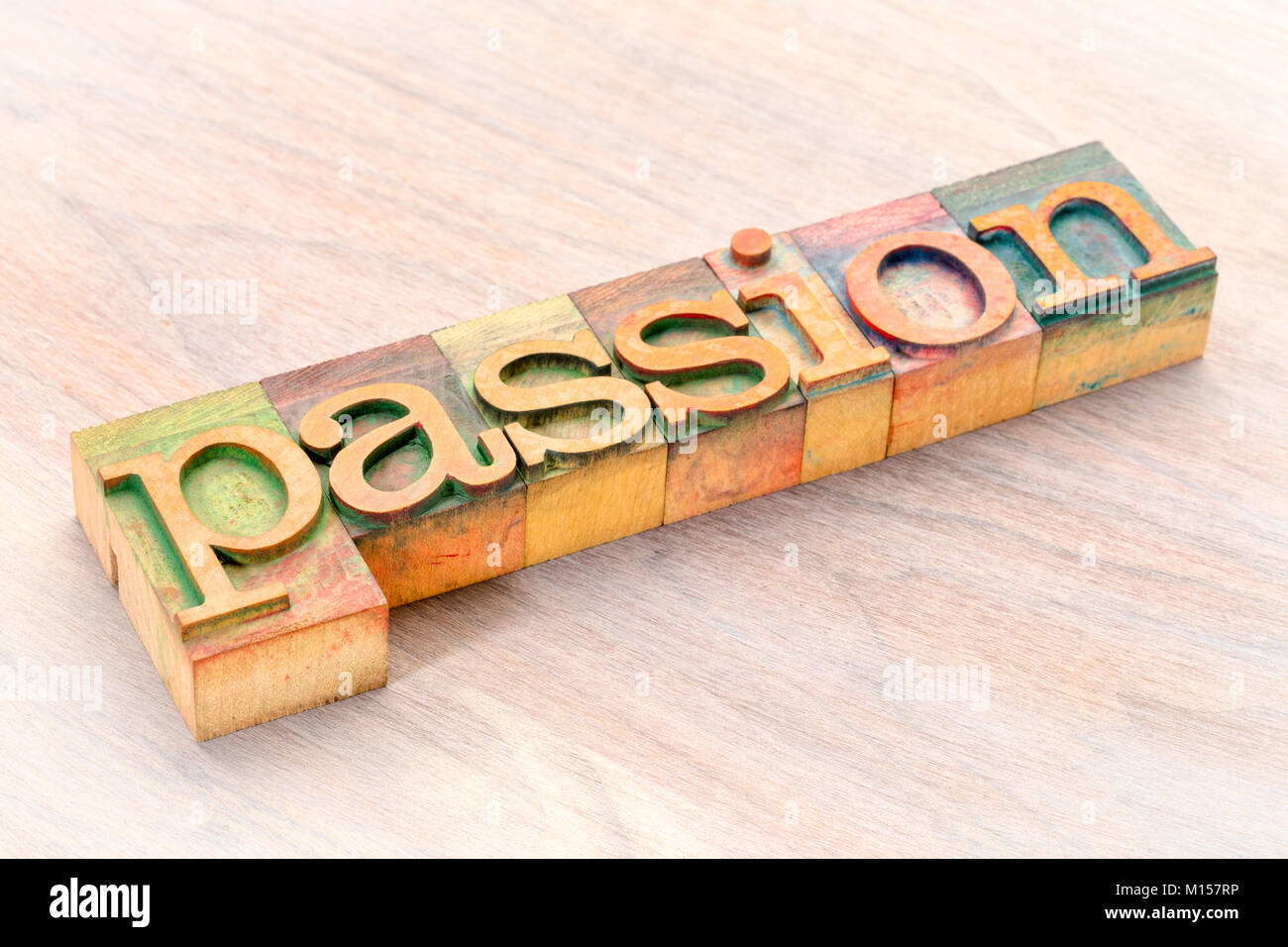 passion word abstract - a banner in vintage letterpress wood type ...