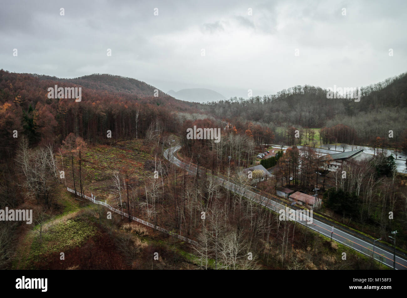 Panoramic views over Lake Toya from Mount. Usu Ropeway. The ropeway ...
