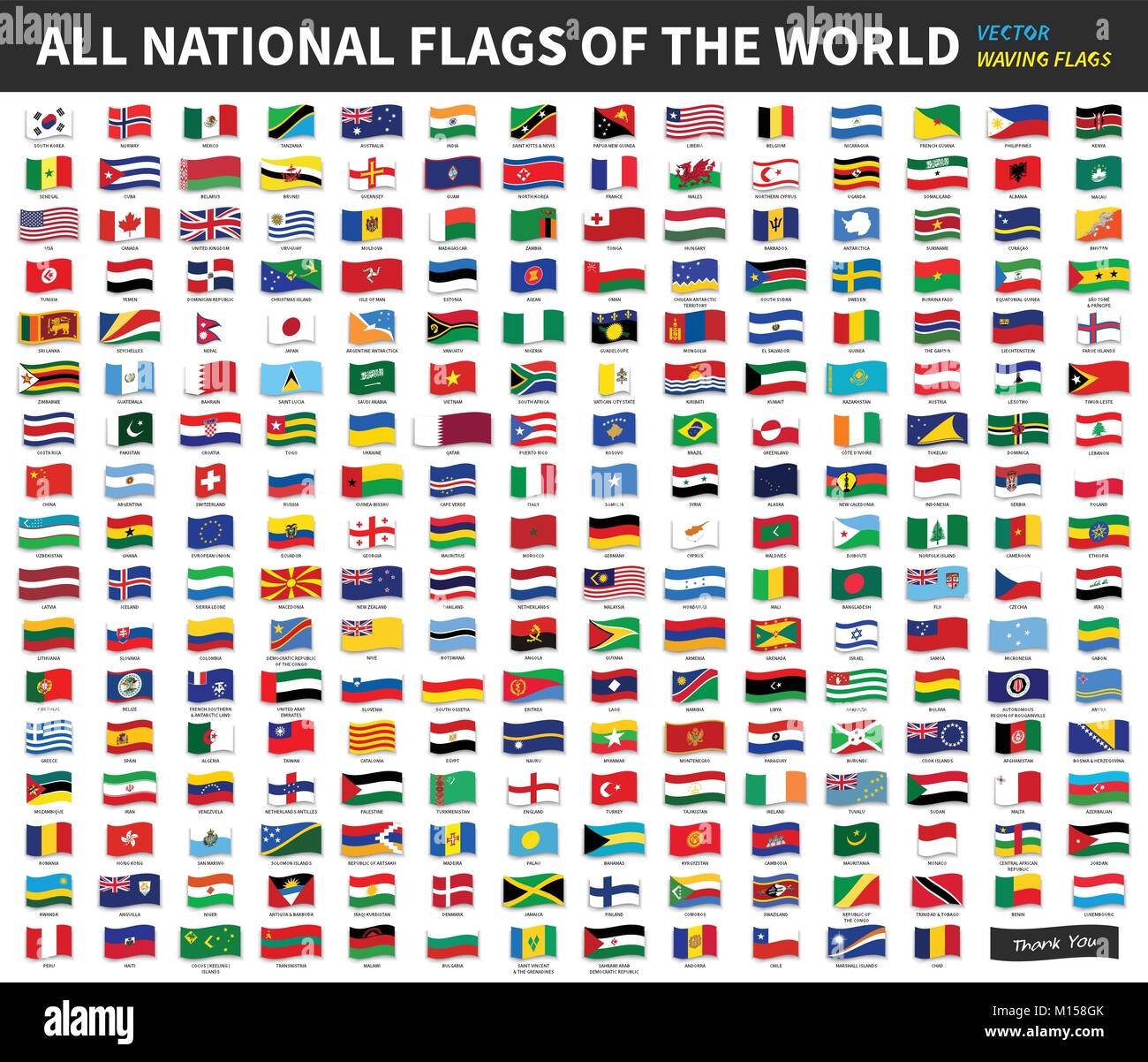 All official national flags of the world . Waving design . Vector Stock ...