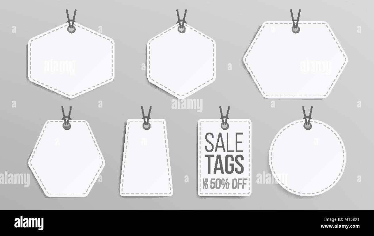 Sale Tags Blank Vector. White Empty Shopping Discounts Stickers ...