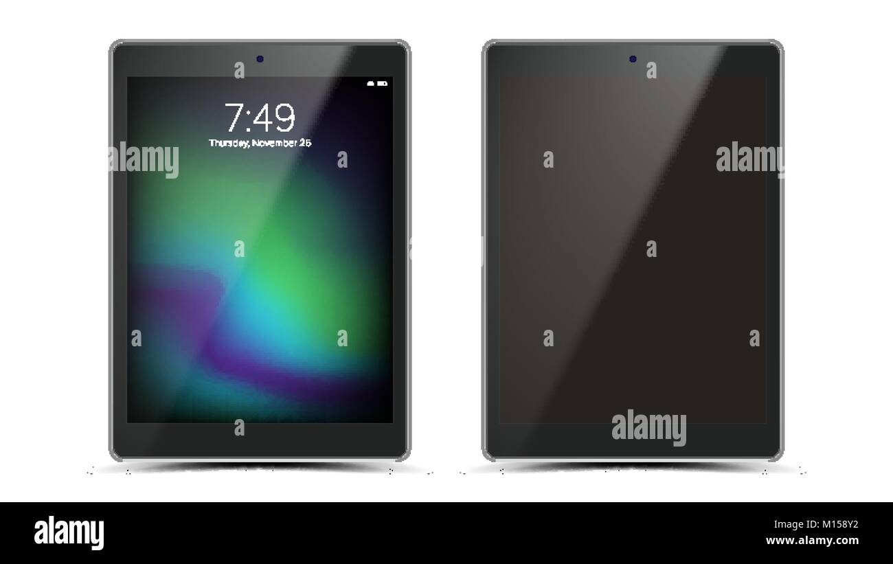 Tablet Mockup Design Vector. Black Modern Trendy ouch Screen Tablet ...