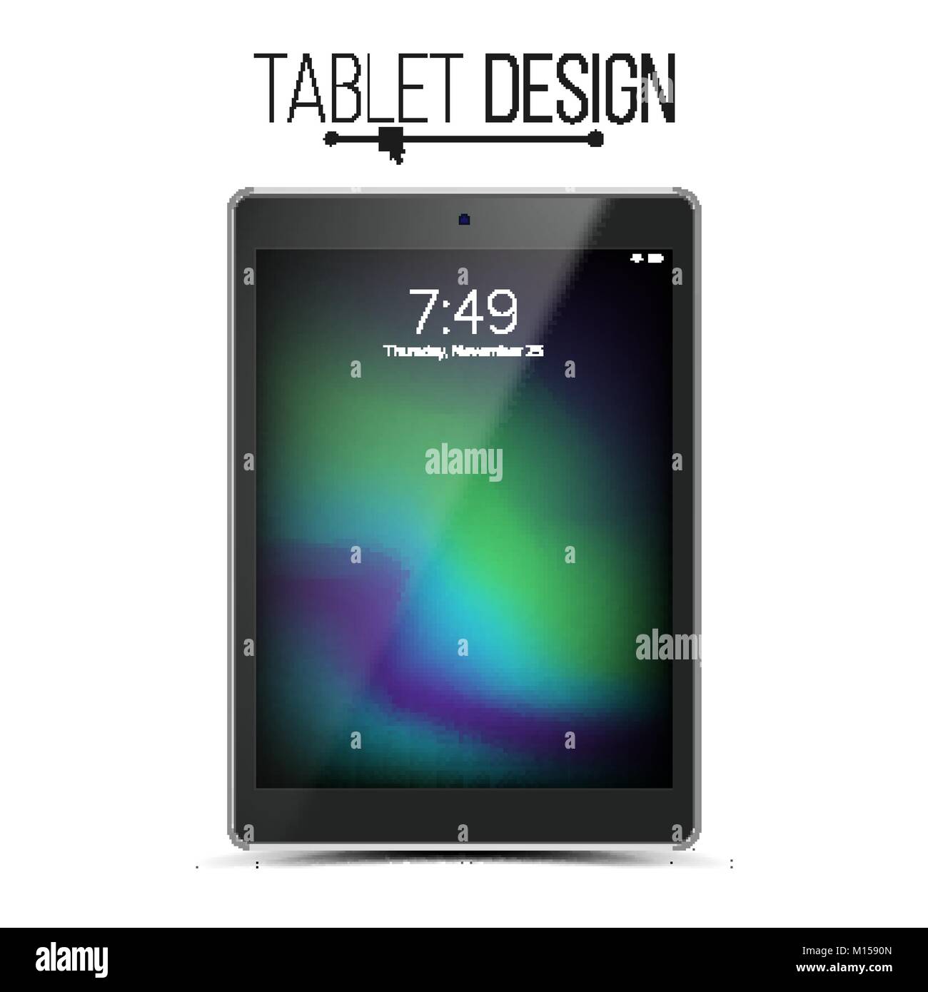 Tablet Mockup Design Vector. Black Modern Trendy ouch Screen Tablet ...