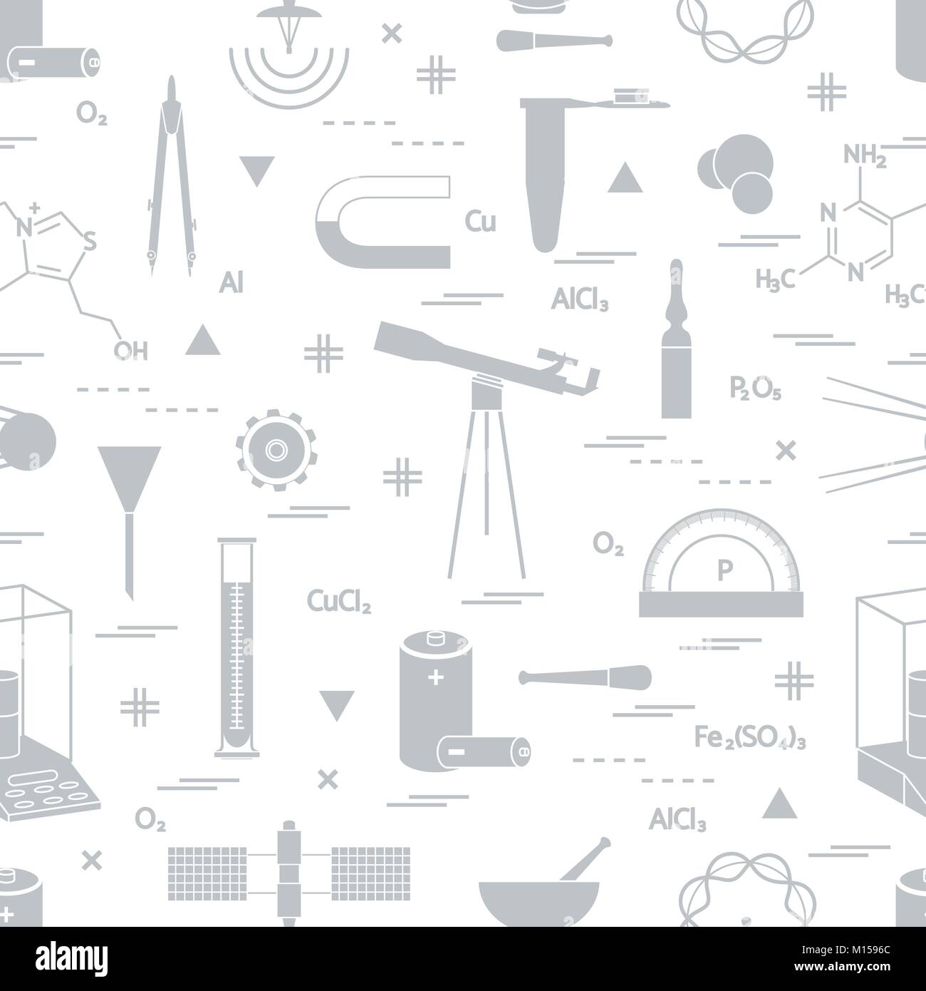 Seamless pattern with variety scientific, education elements: dividers ...