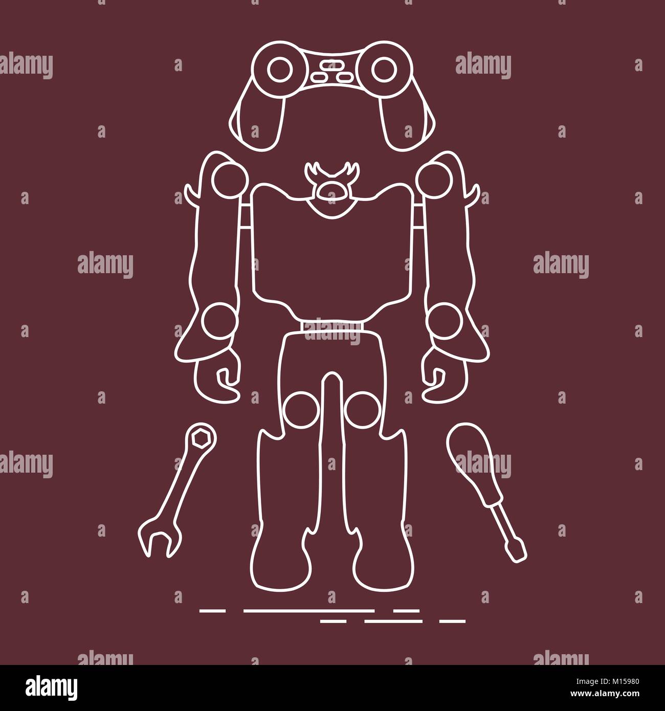Toys for children: robot, remote control, spanner, screwdriver. Design ...