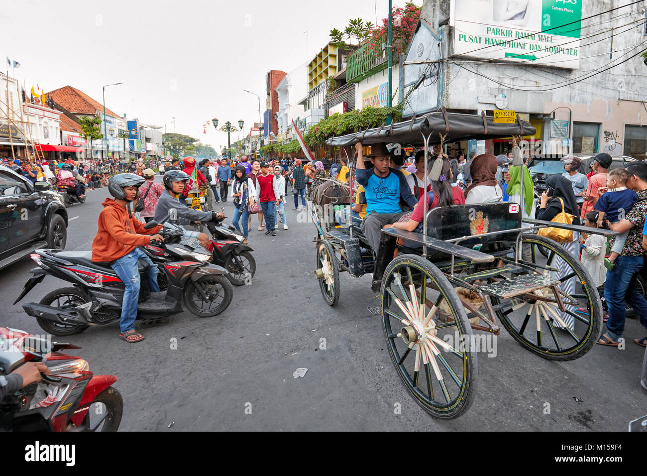 Traffic on Malioboro Street. Yogyakarta, Java, Indonesia Stock Photo ...
