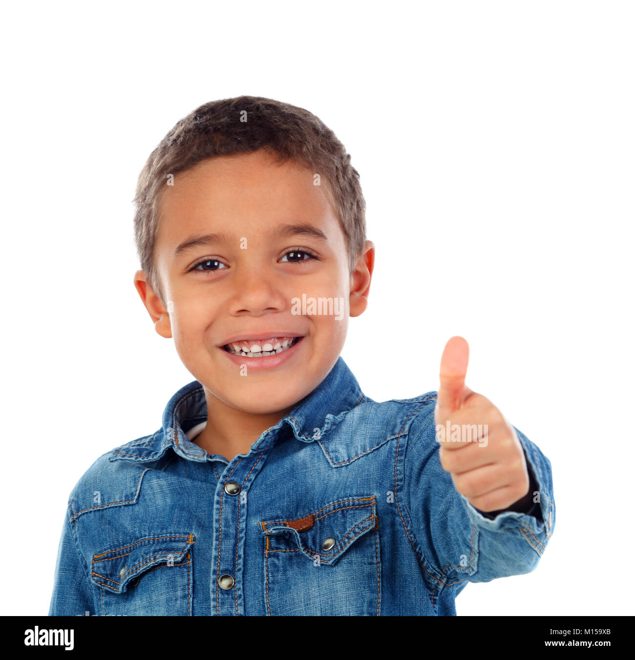 Funny small child saying Ok isolated on white background Stock Photo ...