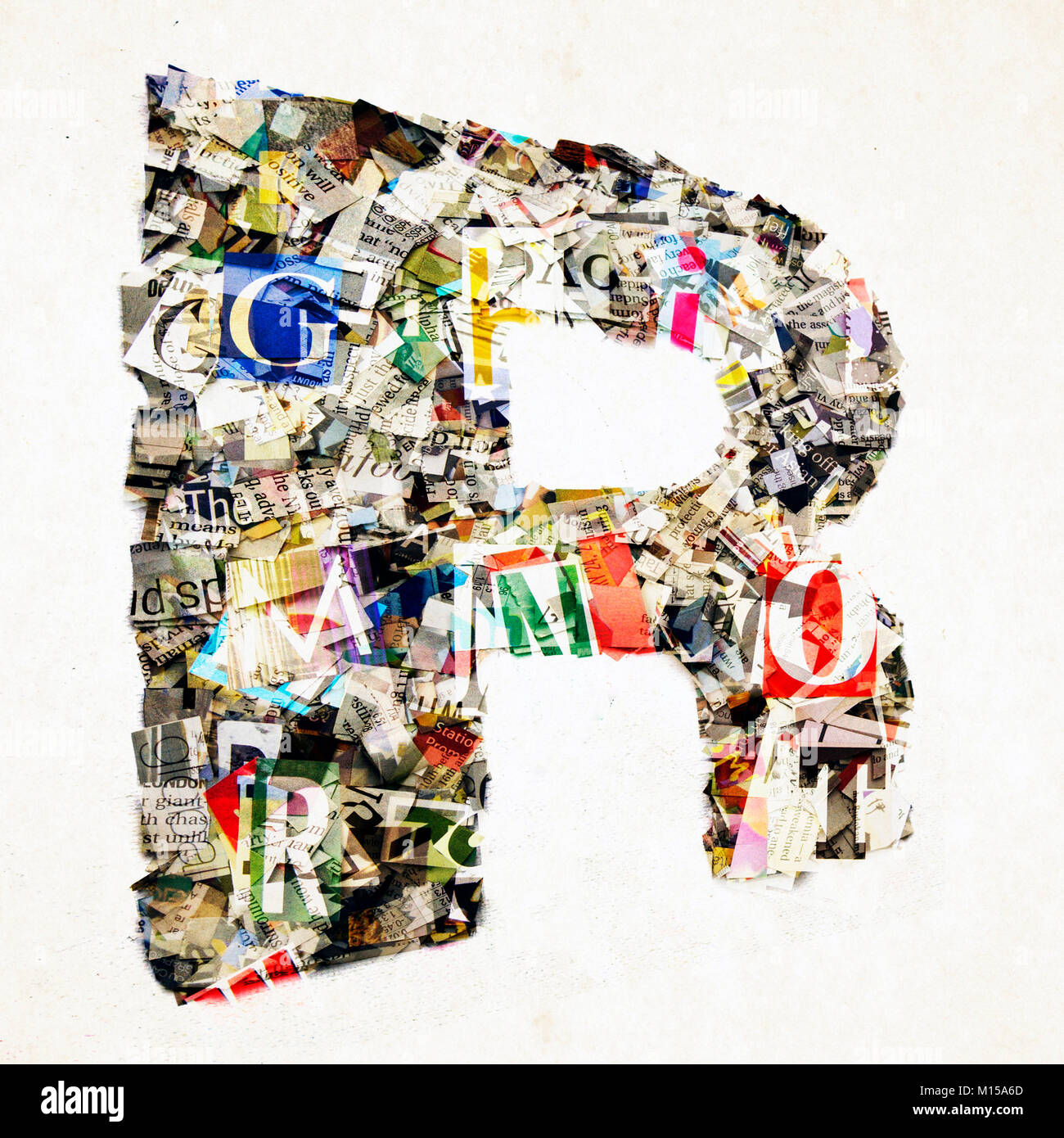 The letter R made from newspaper confetti Stock Photo - Alamy