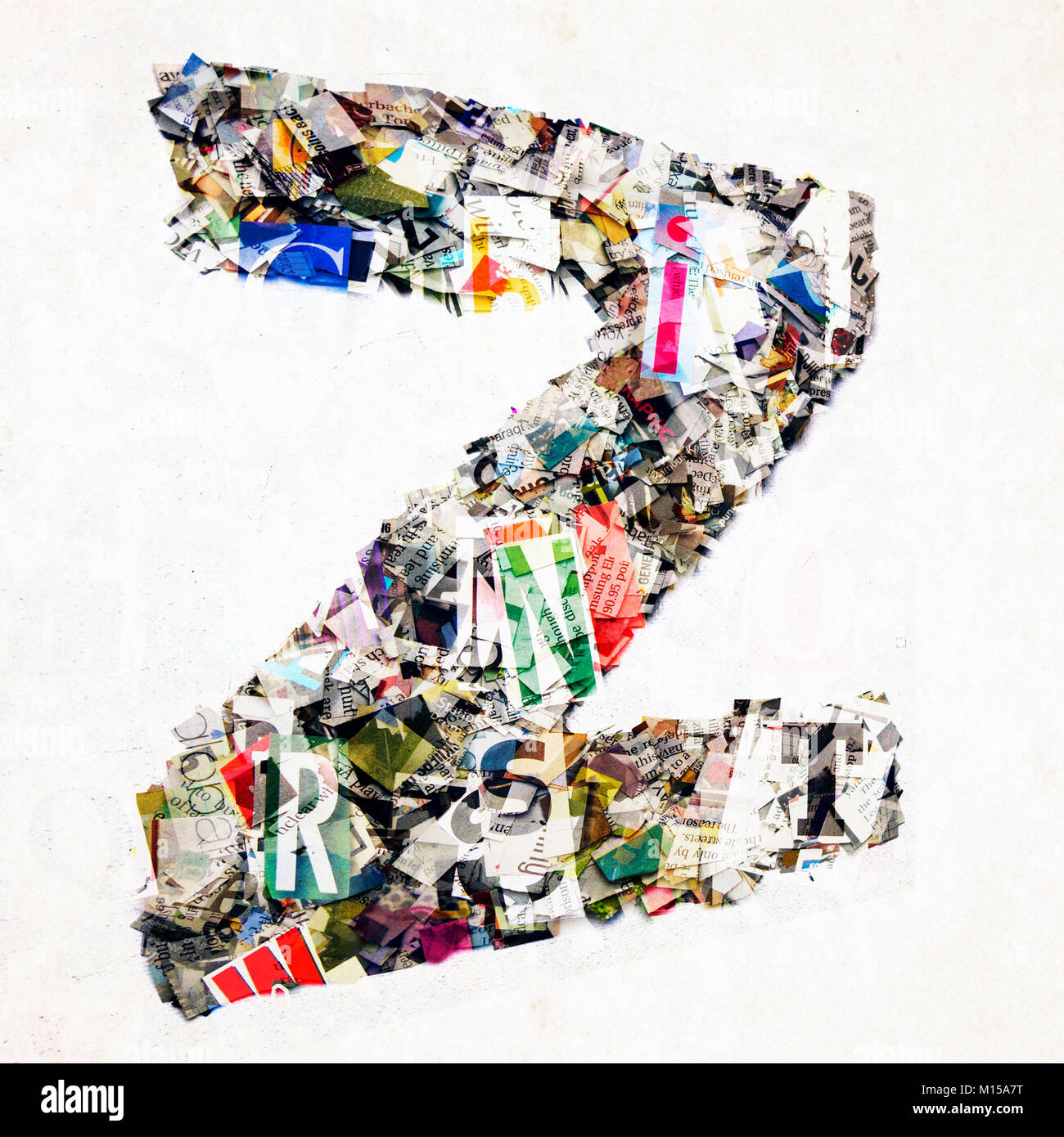 The letter Z made from newspaper confetti Stock Photo - Alamy