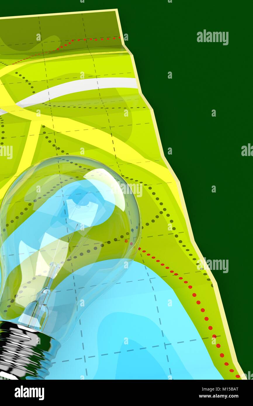 Map with Light bulb isolated on white background Stock Photo - Alamy