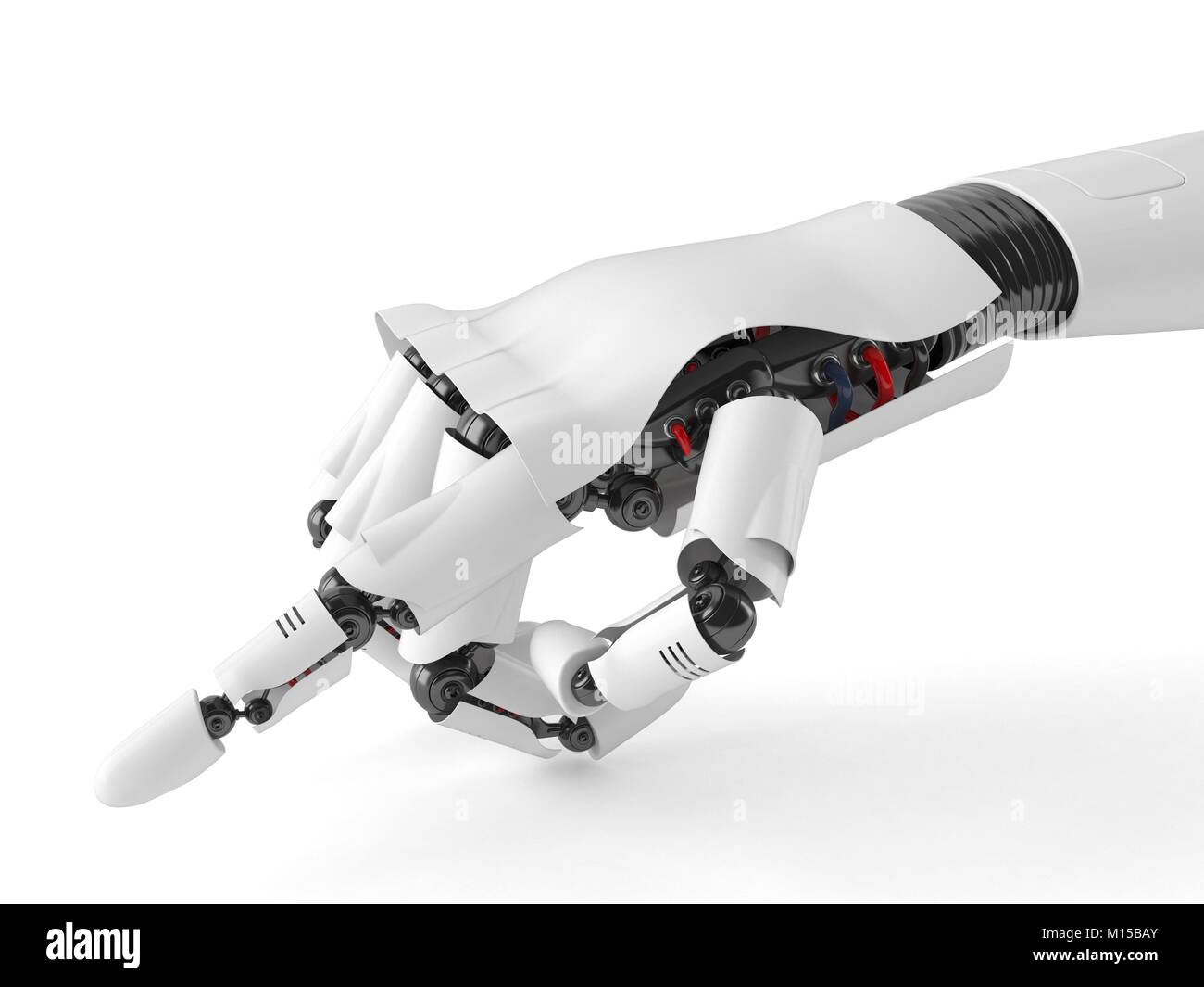 Pointing robot hand isolated on white background Stock Photo - Alamy