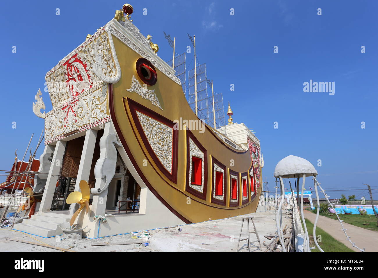 Boat Temple in Baan Laem, Thailand. Nok Pak Talay Temple, temple at the ...
