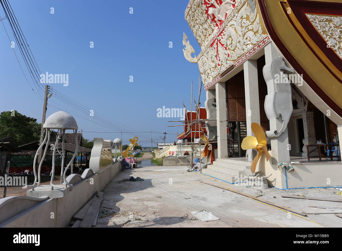 Boat Temple in Baan Laem, Thailand. Nok Pak Talay Temple, temple at the ...