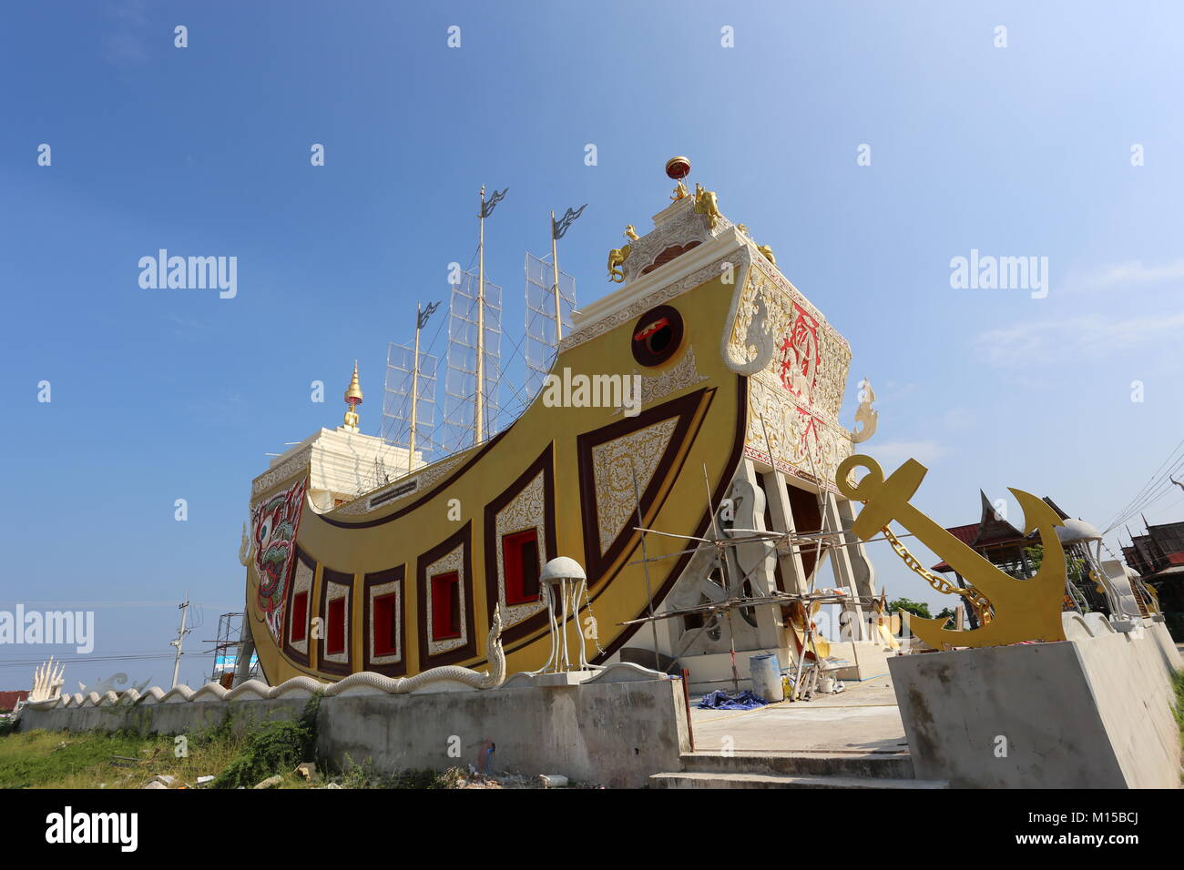 Boat Temple in Baan Laem, Thailand. Nok Pak Talay Temple, temple at the ...