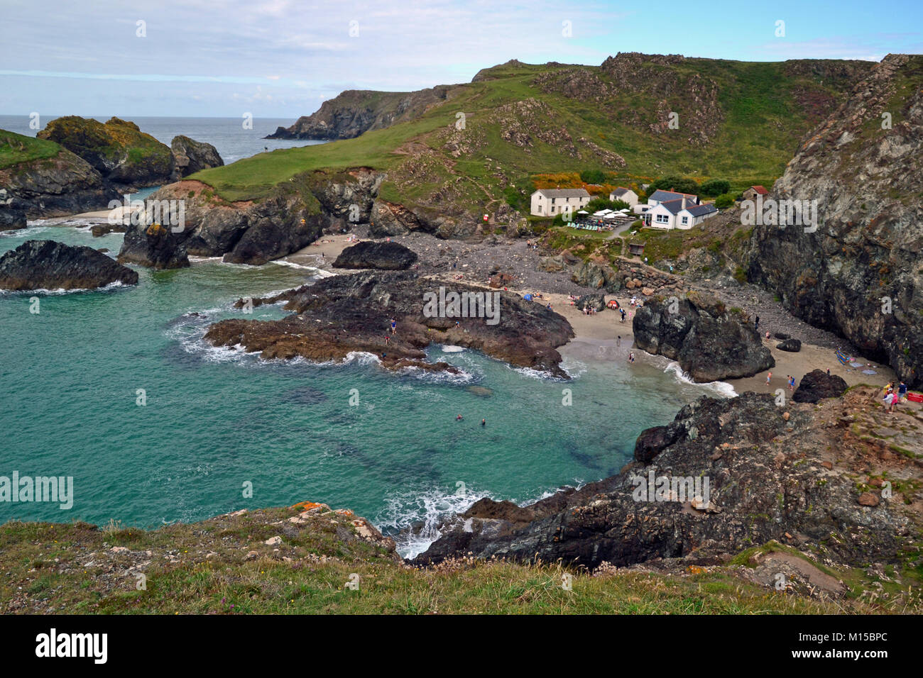 Kynance Cove, beach, cafe, view, Lizard peninsula, Cornwall, England ...