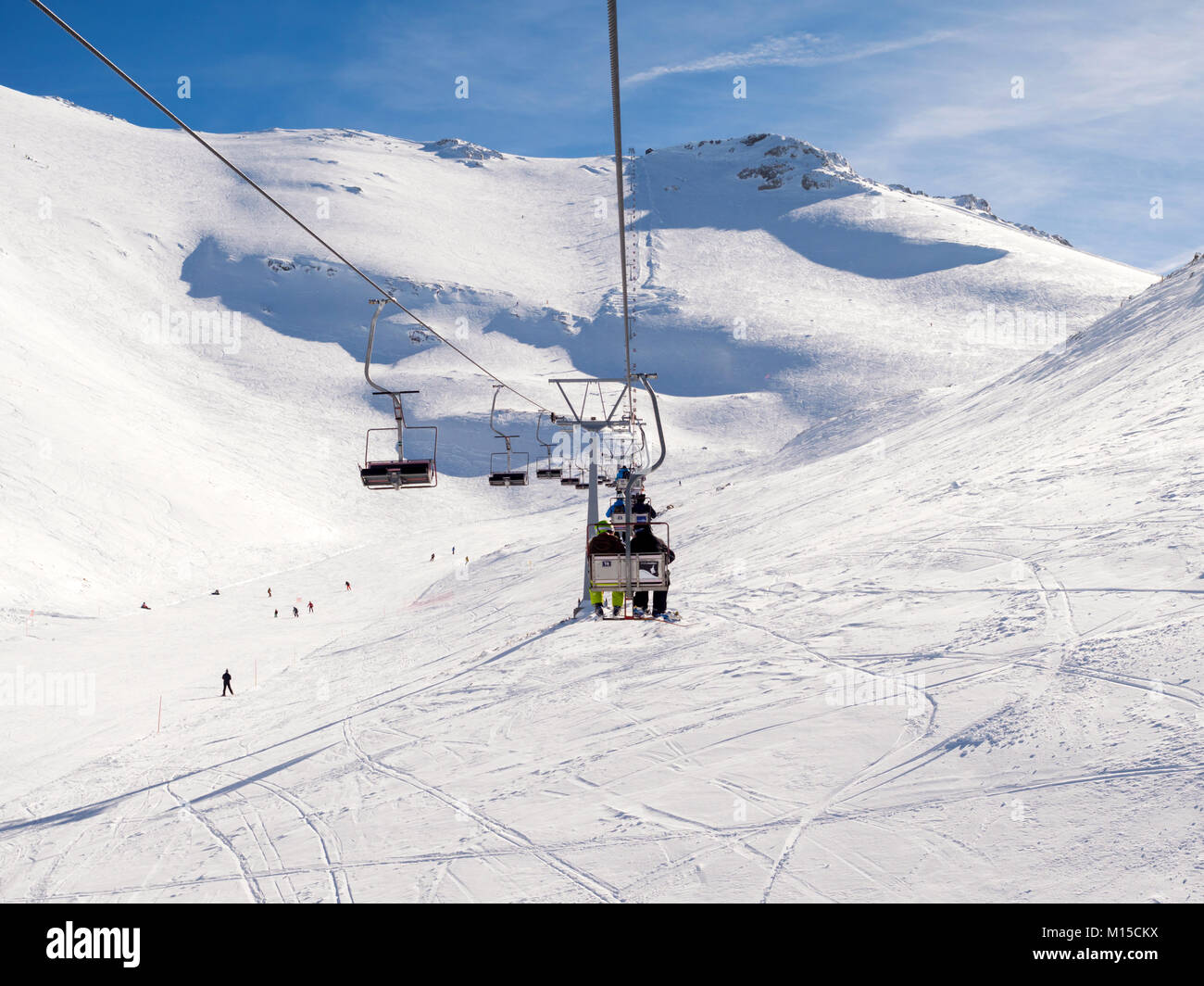 Kalavrita, Greece - January 28, 2017: View from the lift of Kalavrita ...