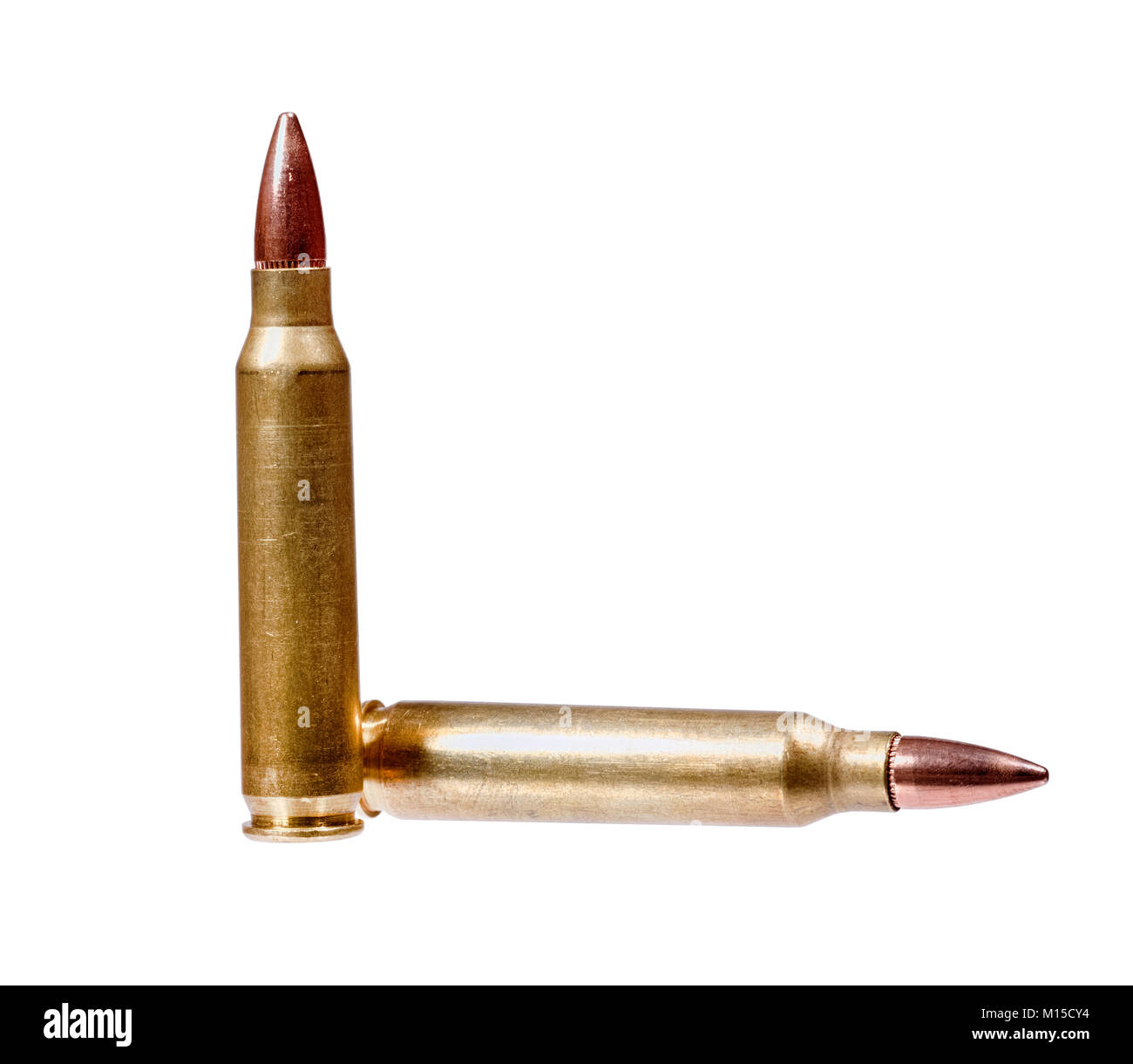 Two rifle bullets one vertical and the other horizontal isolated Stock ...