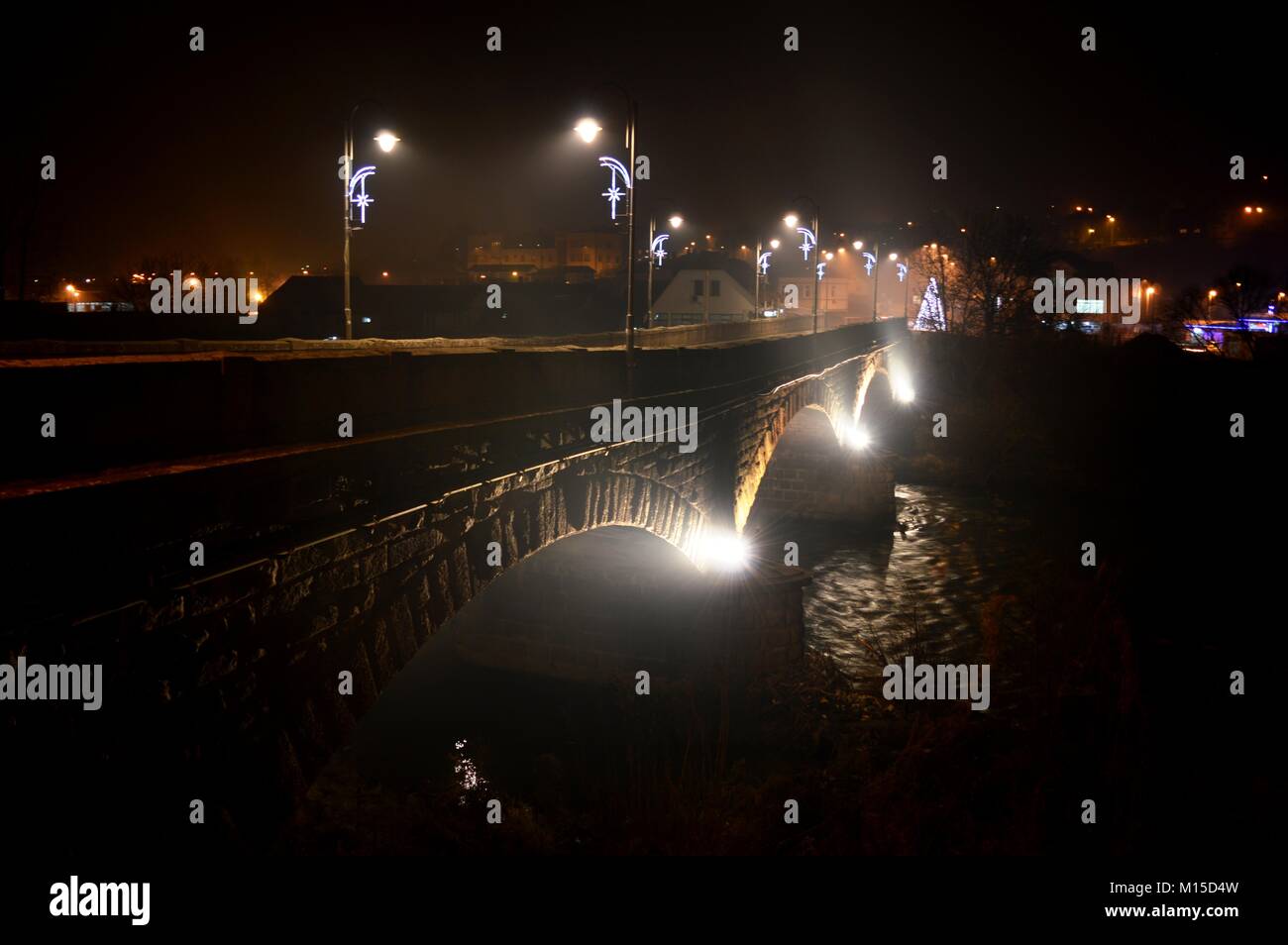 bridge illuminated at night Stock Photo - Alamy