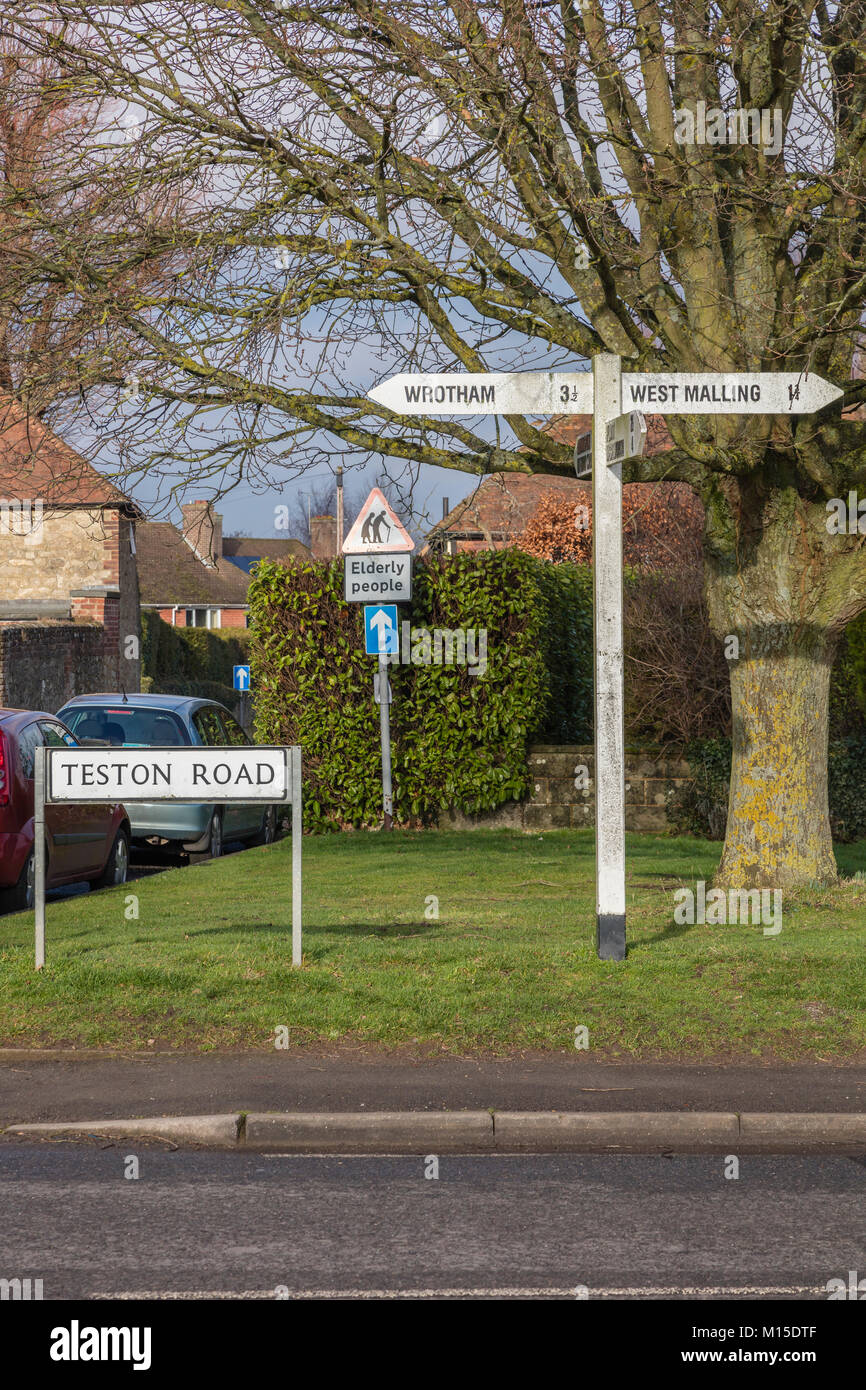 Offham village green in Kent, with attractive houses and the only ...