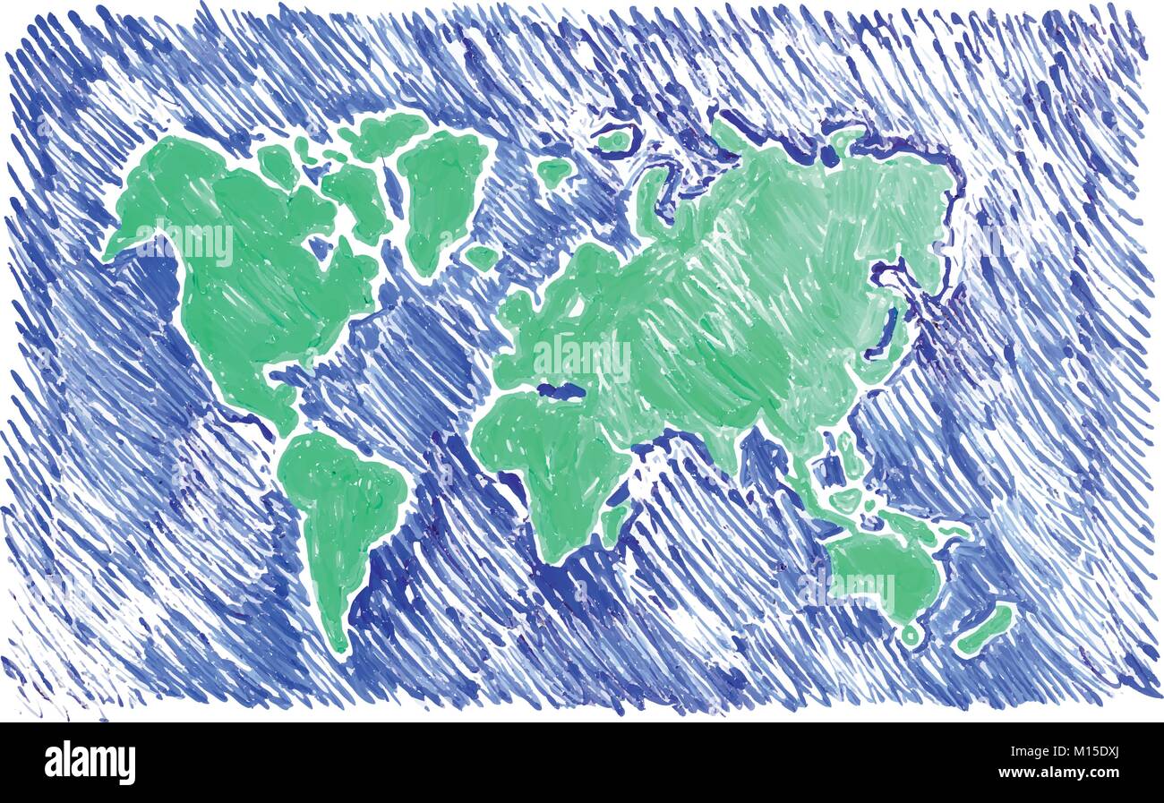 Globe world map doodle Stock Vector Images - Alamy